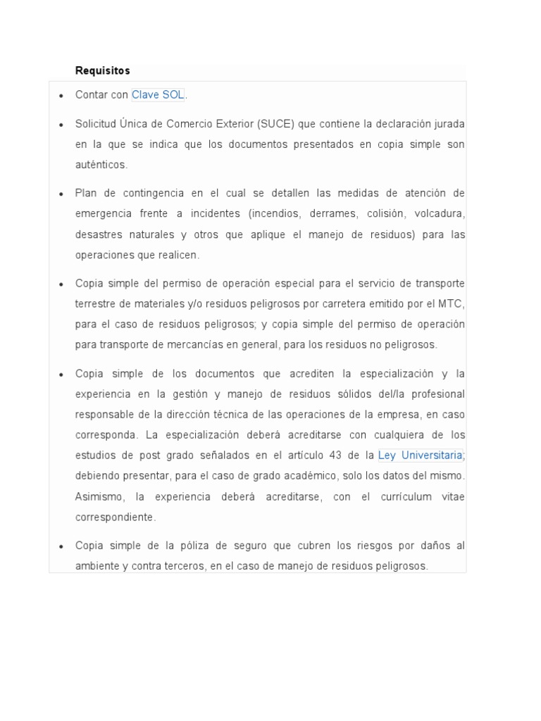 Requisitos para Ser Una EORS | PDF | Seguro | Residuos