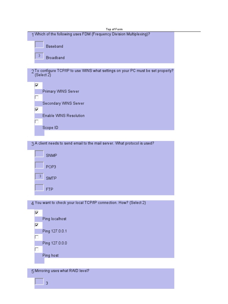 Test Ccna | PDF | Internet Protocol Suite | Port (Computer Networking)