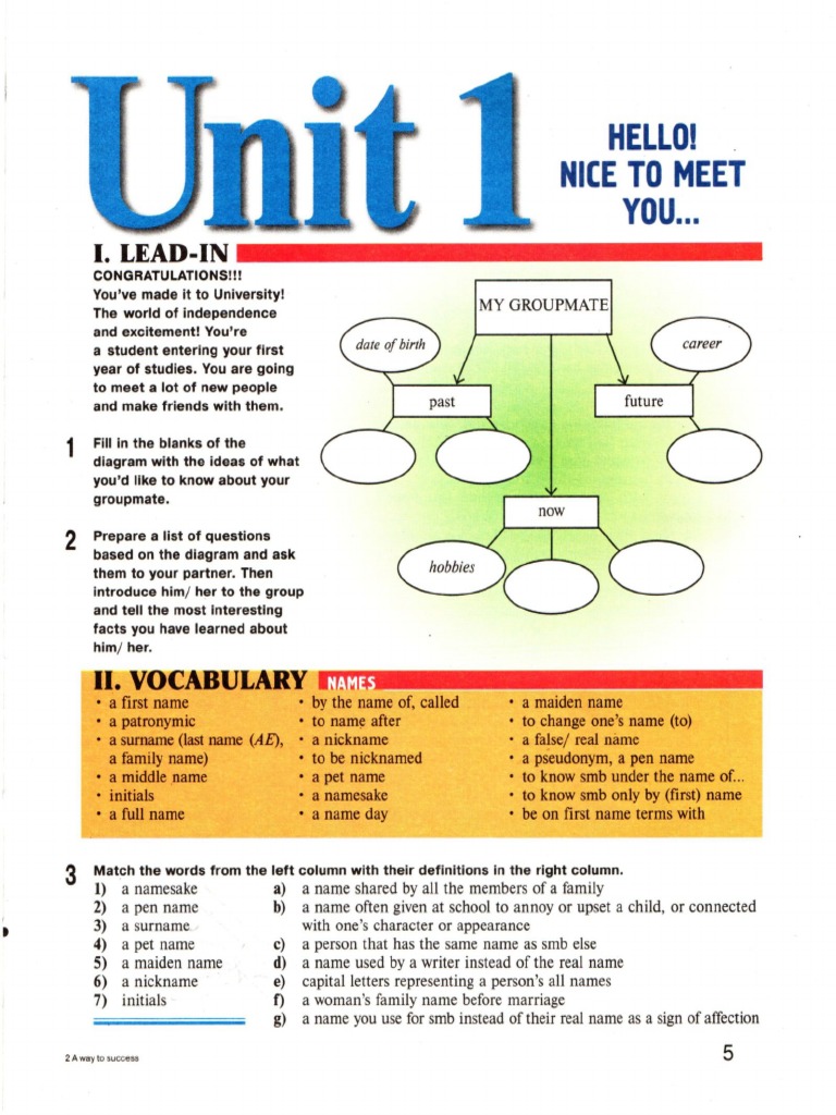 A Way To Success - UNIT 1 | PDF