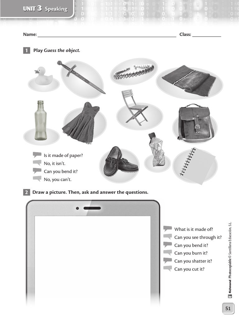 Wonder 5 Unit 3 Speaking | PDF