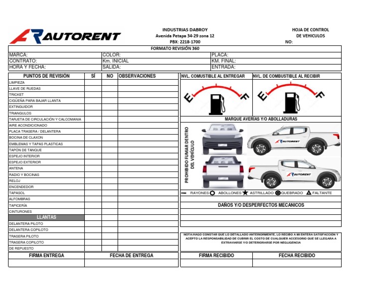 Formato Revisión 360 Pick Up Doble Cabina | PDF | Vehículos con ...