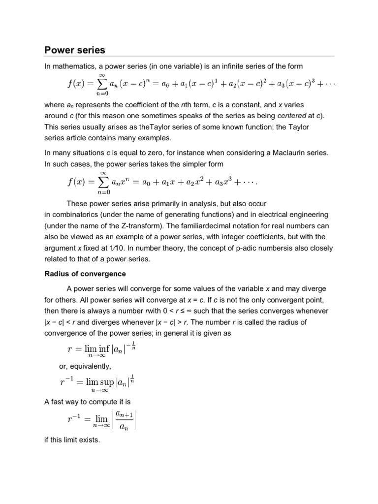 Power Series | PDF | Power Series | Fourier Series
