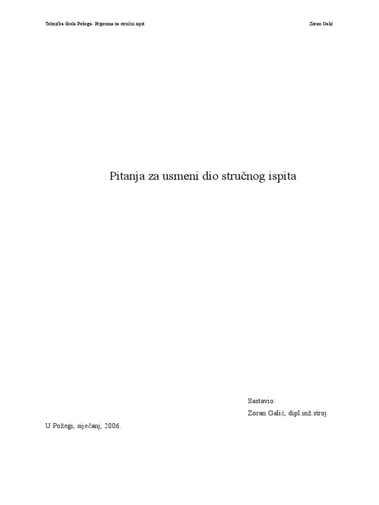 000-Odgovori Na Pitanja Za Strucni Ispit | PDF