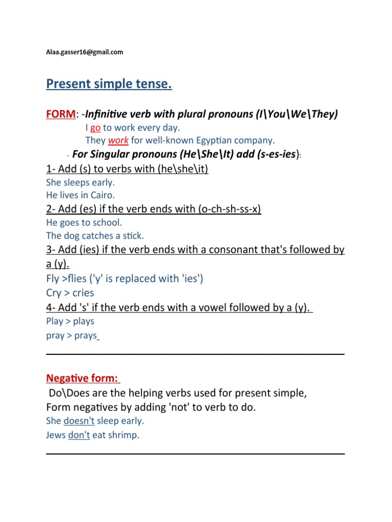 Present Simple Tense | PDF | Grammar | Language Mechanics