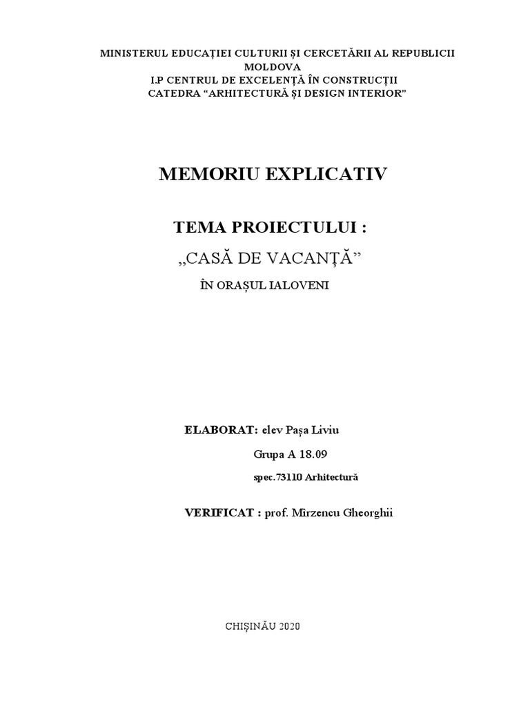 Memoriu-Explicativi Pasa Liviu | PDF