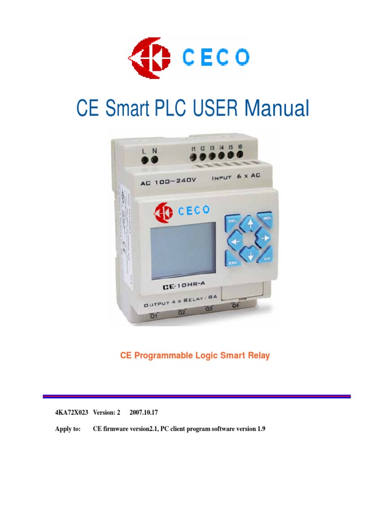 CE Smart PLC User Manual | PDF | Electrical Wiring | Relay