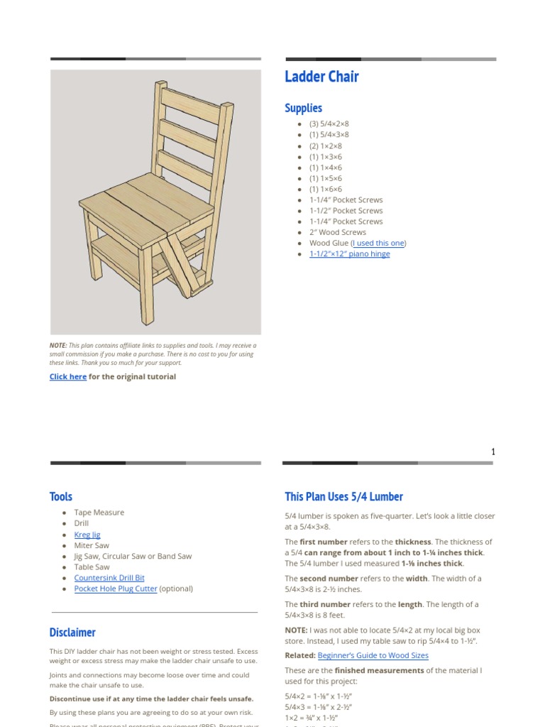 Diy Ladder Chair Plan v6 | PDF | Equipment | Industrial Processes