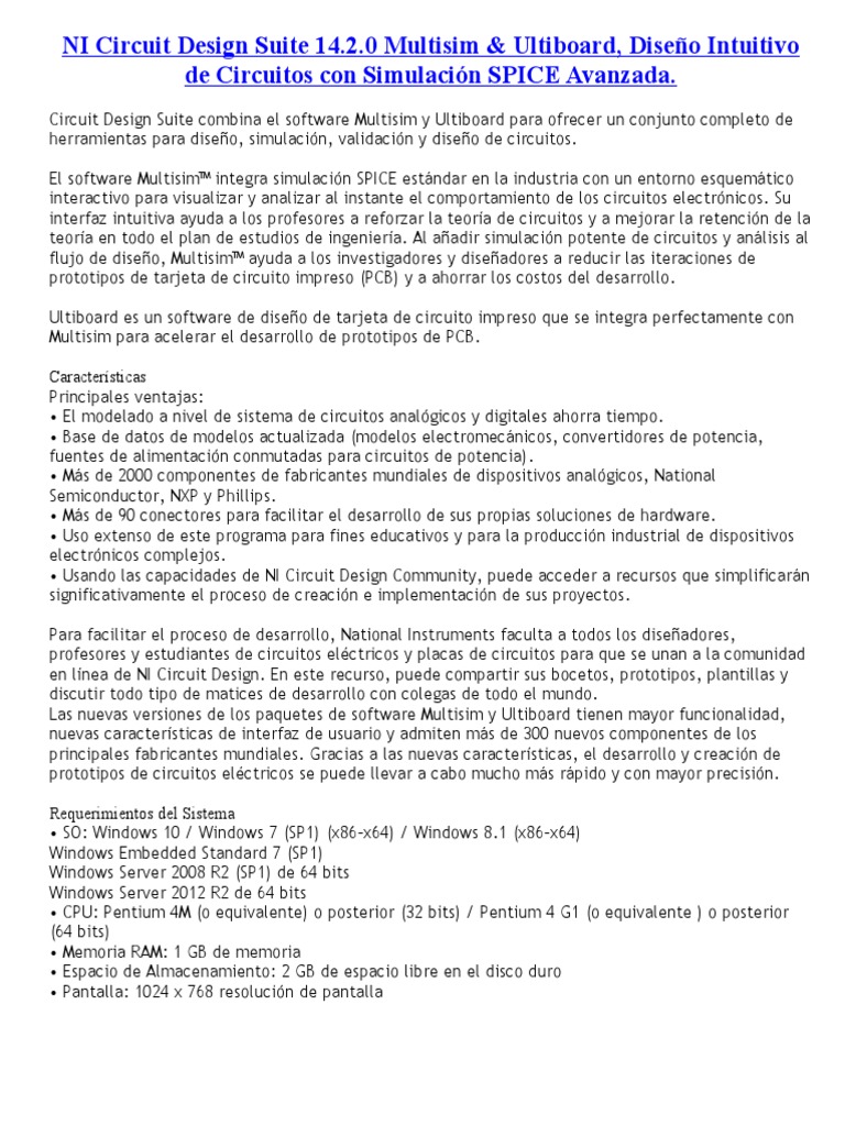 NI Circuit Design Suite 14.2.0 | PDF | Electrónica | Placa de circuito ...