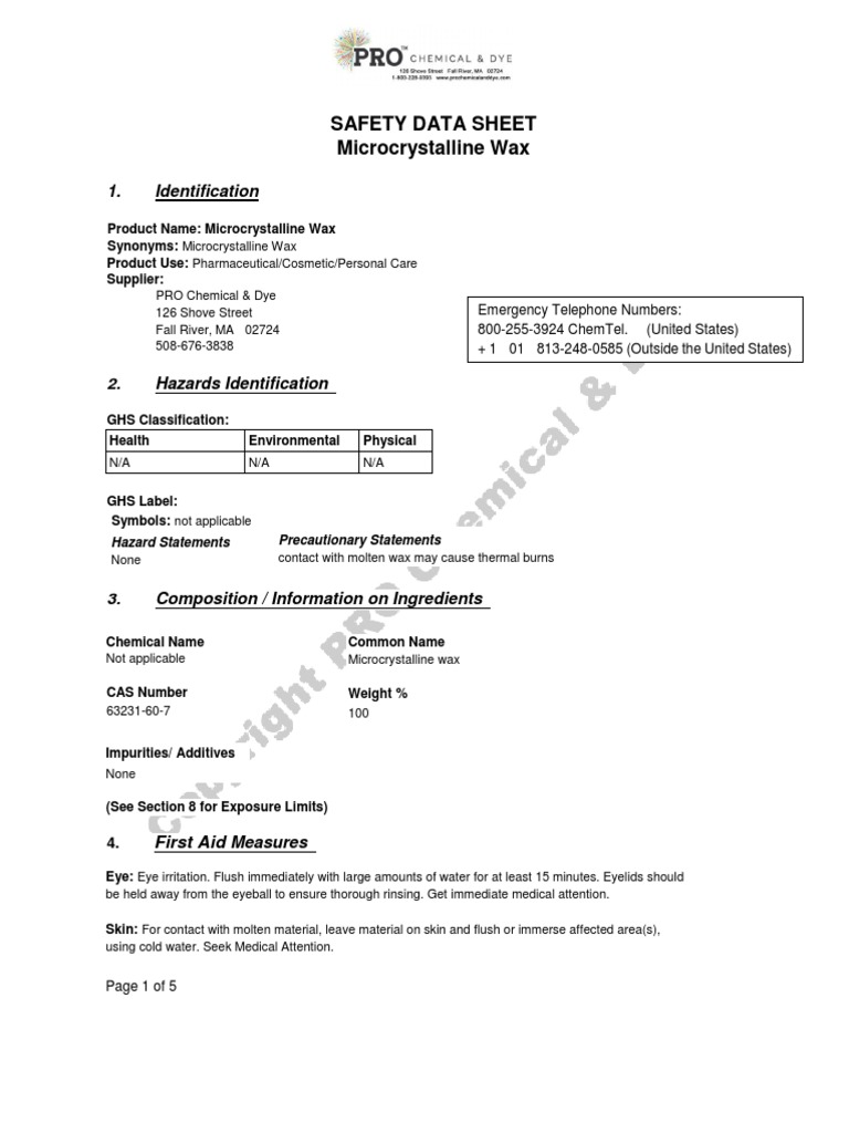 Microcrystalline Wax Safety Overview | PDF | Toxicity | Firefighting