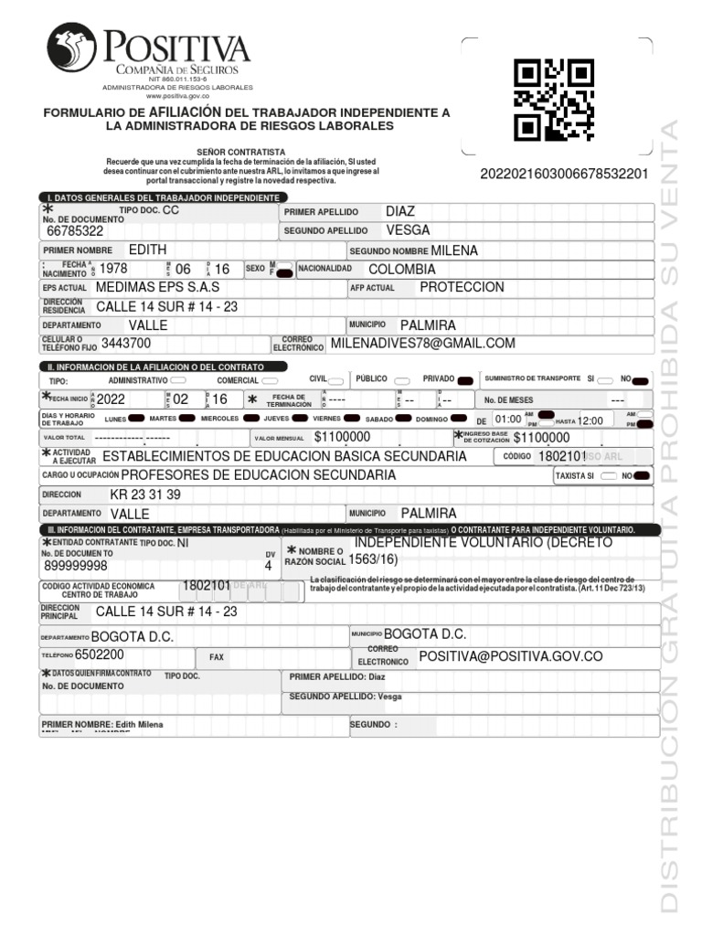 Formulario ARL | PDF | Seguro | Historial médico