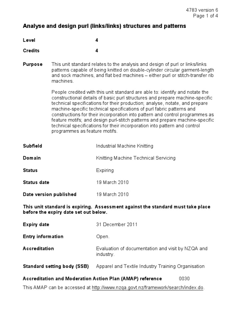 Analyse and Design Purl (Links/links) Structures and Patterns | PDF ...