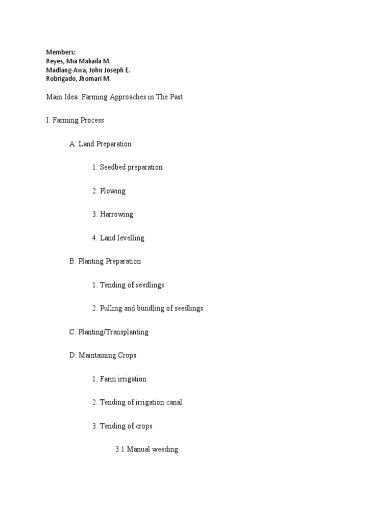 Farming Approaches in The Past Outline | PDF | Agriculture | Soil