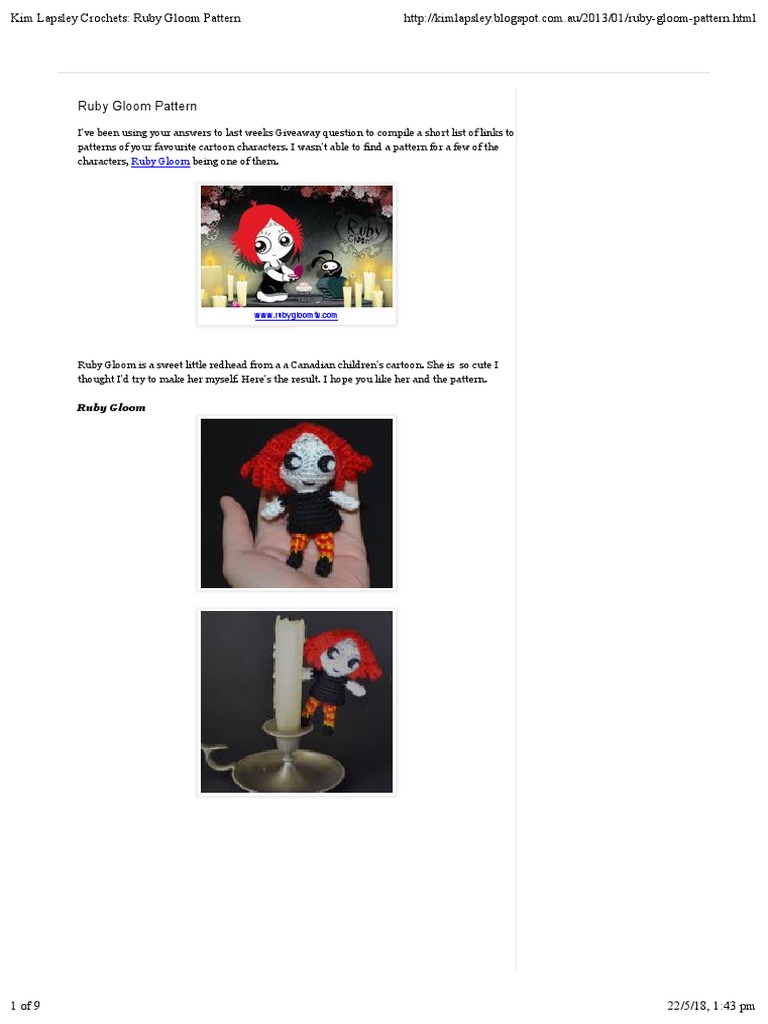 Crochets Ruby Gloom Pattern | PDF | Crochet | Embroidery