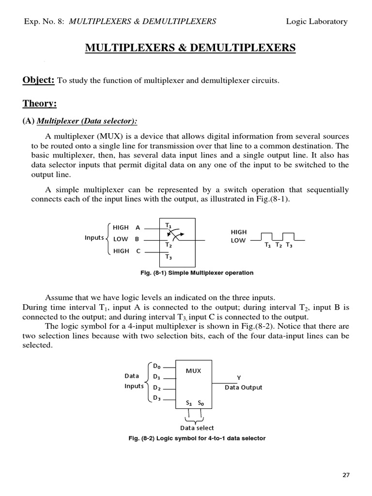 Multiplexers & Demultiplexers: Object: Theory | PDF | Electronic Design | Electrical Circuits