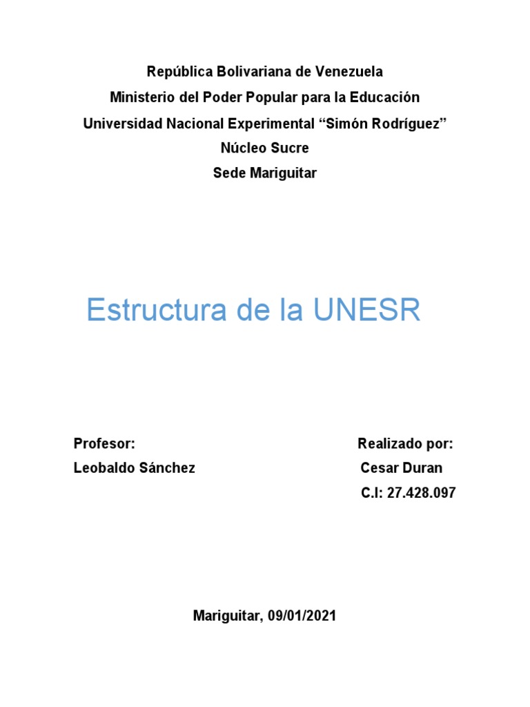 Estructura Organizativa de la UNESR | PDF | Aprendizaje | Universidad