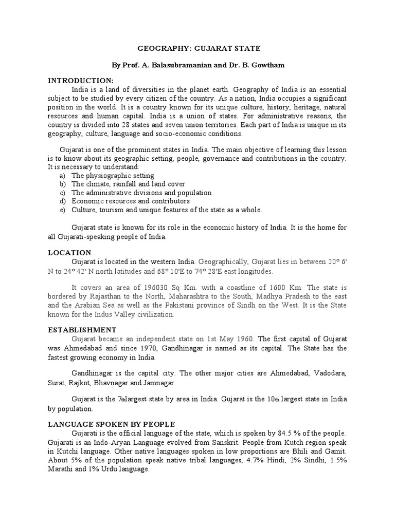Geography of Gujarat | PDF | Gujarat | Climate