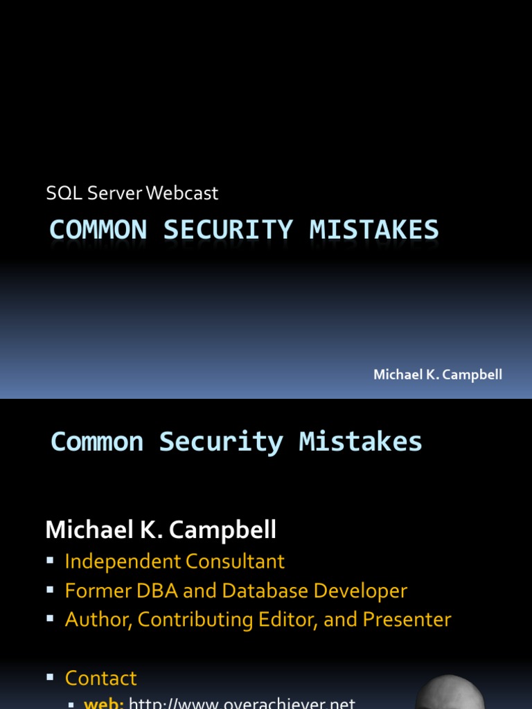 Common SQL Server Security Mistakes | Download Free PDF | Microsoft Sql ...