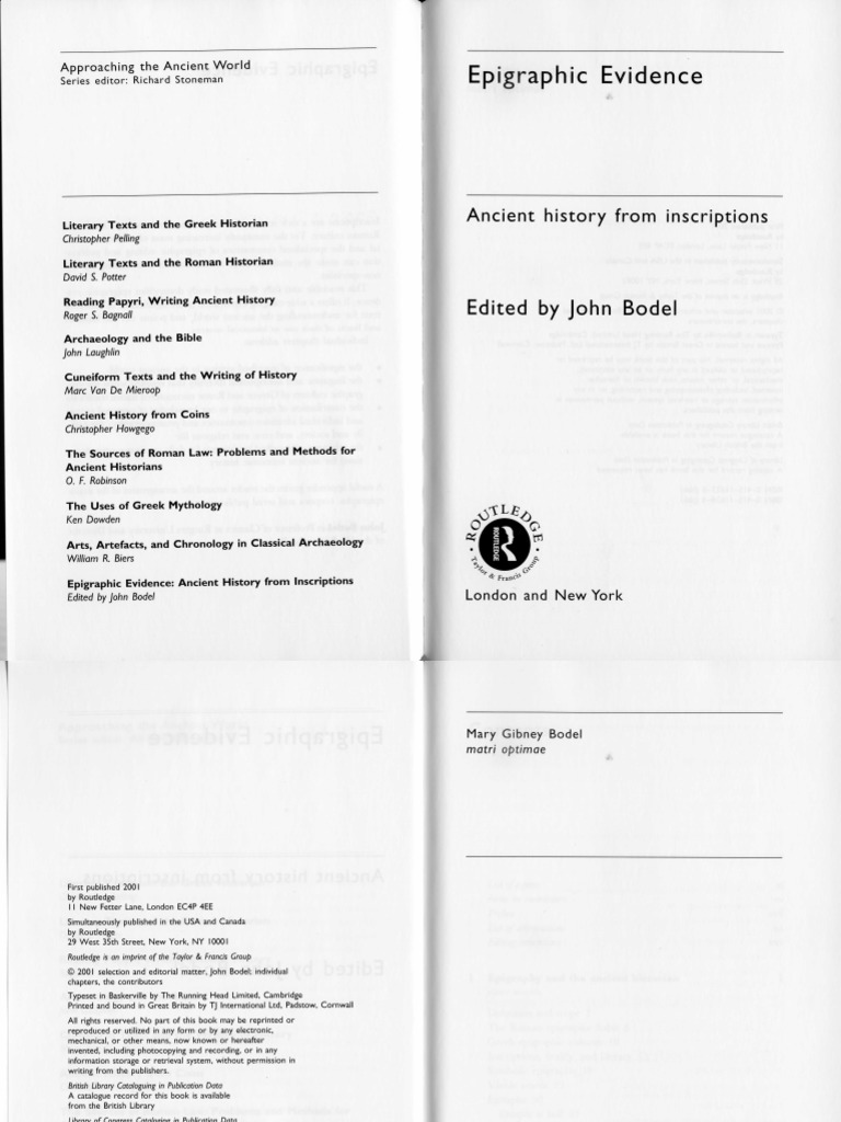 John Bodel, Epigraphic Evidence001 | PDF