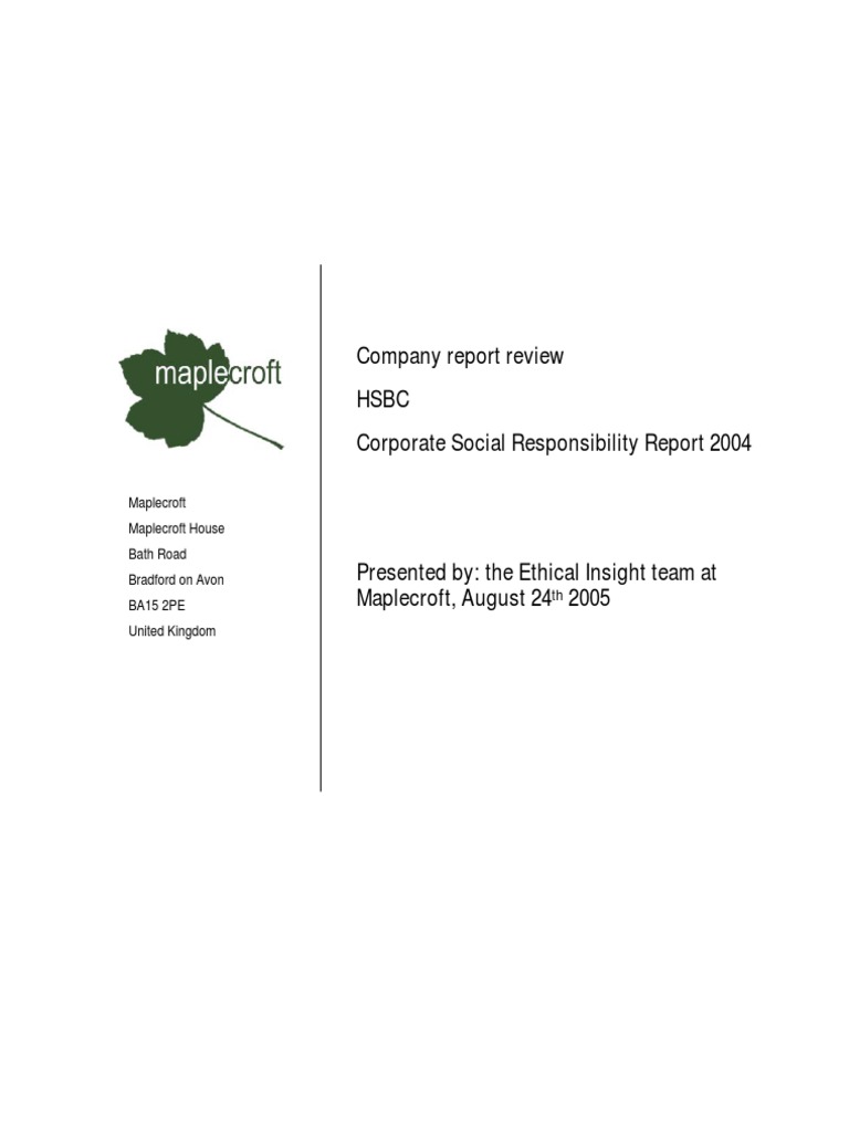 HSBC CSR Report 2004 | PDF | Corporate Social Responsibility | Microfinance
