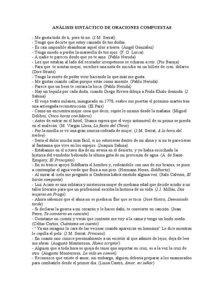 Análisis Sintáctico De Oraciones Compuestas 2 Pdf