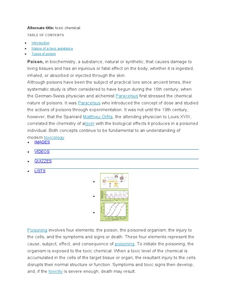 Classification of Poison | Download Free PDF | Poison | Solubility
