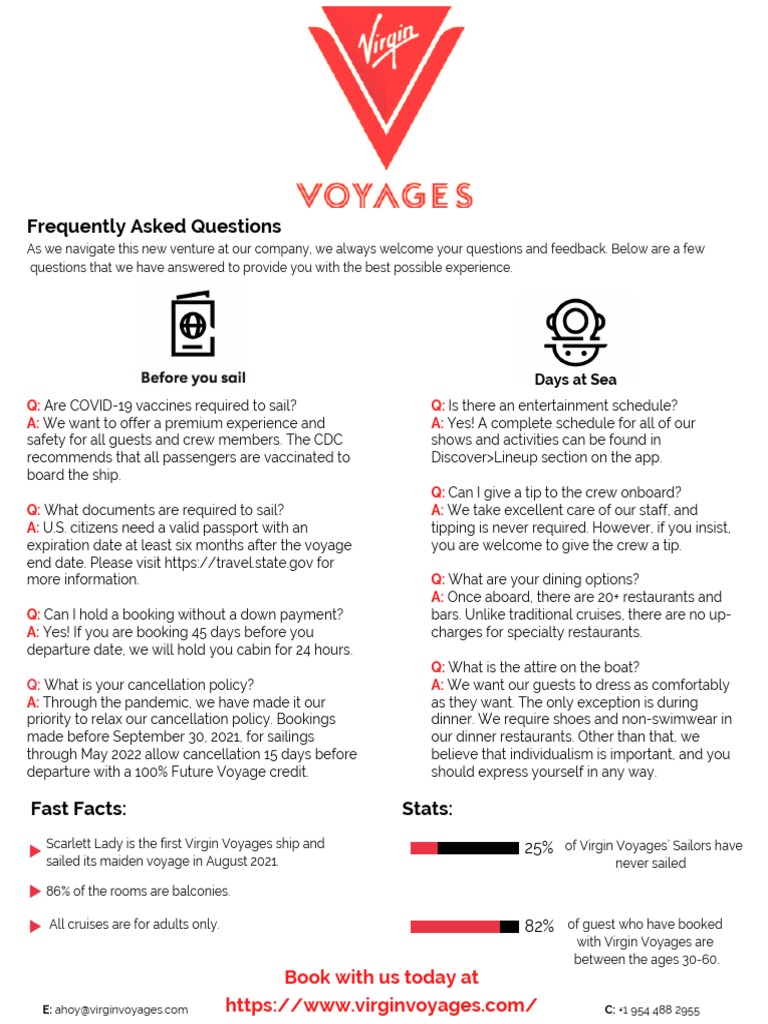 Virgin Voyages FAQ and Travel Info | PDF | Cruise Ship | Shipping