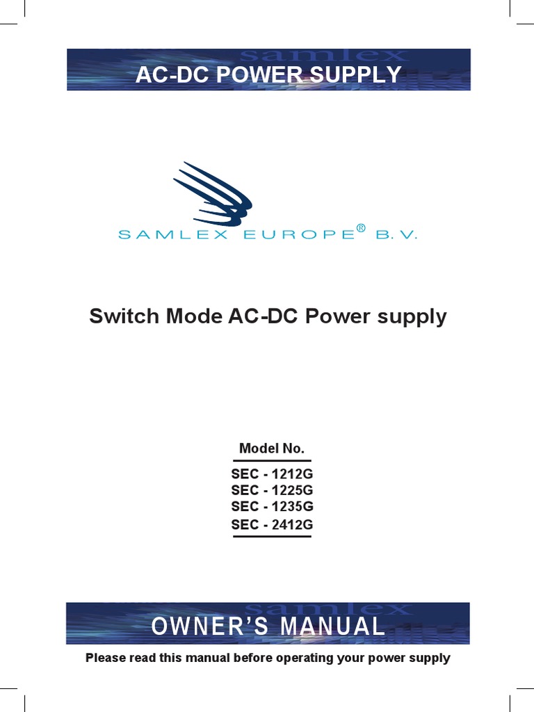 Manual SEC 1212G 1225G 1235G 2412G | PDF | Power Supply | Rectifier