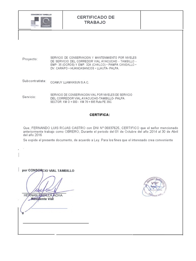 Certificado de Cosapi | PDF