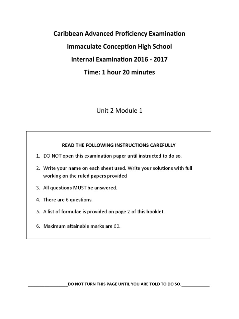 Cape Math Unit 2 Module 1 Exam 2016 - 17 | PDF | Trigonometric ...