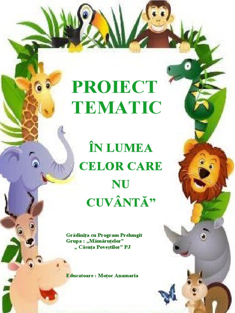 Proiect Tematic Animale Mari Si Mici Cunoscute de Pitici | PDF
