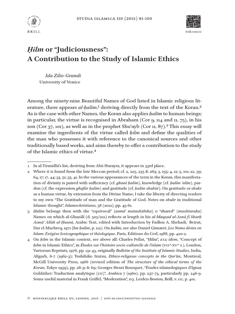 Ilm or "Judiciousness":: A Contribution To The Study of Islamic Ethics ...
