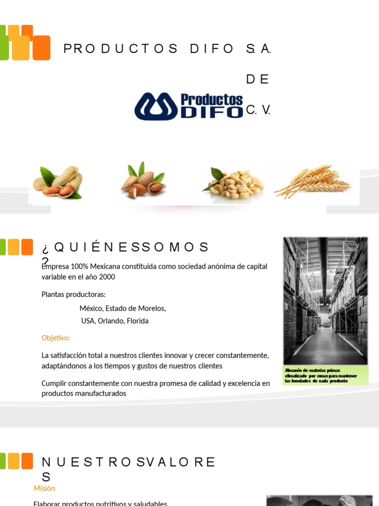 Productos DIFO: Calidad y Nutrición | PDF | Calidad (comercial) | México
