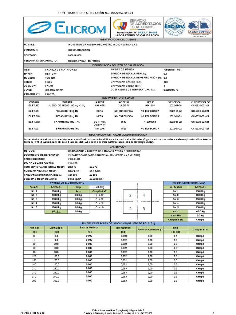 Ba Lanza | PDF | Calibración | Incertidumbre