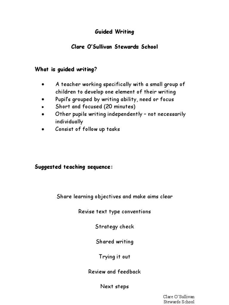 Guided Writing | PDF | Lesson Plan | Teachers