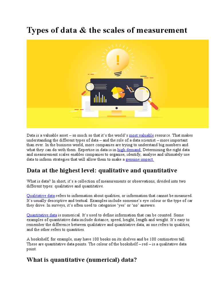 Types of Data & The Scales of Measurement: Data at The Highest Level ...