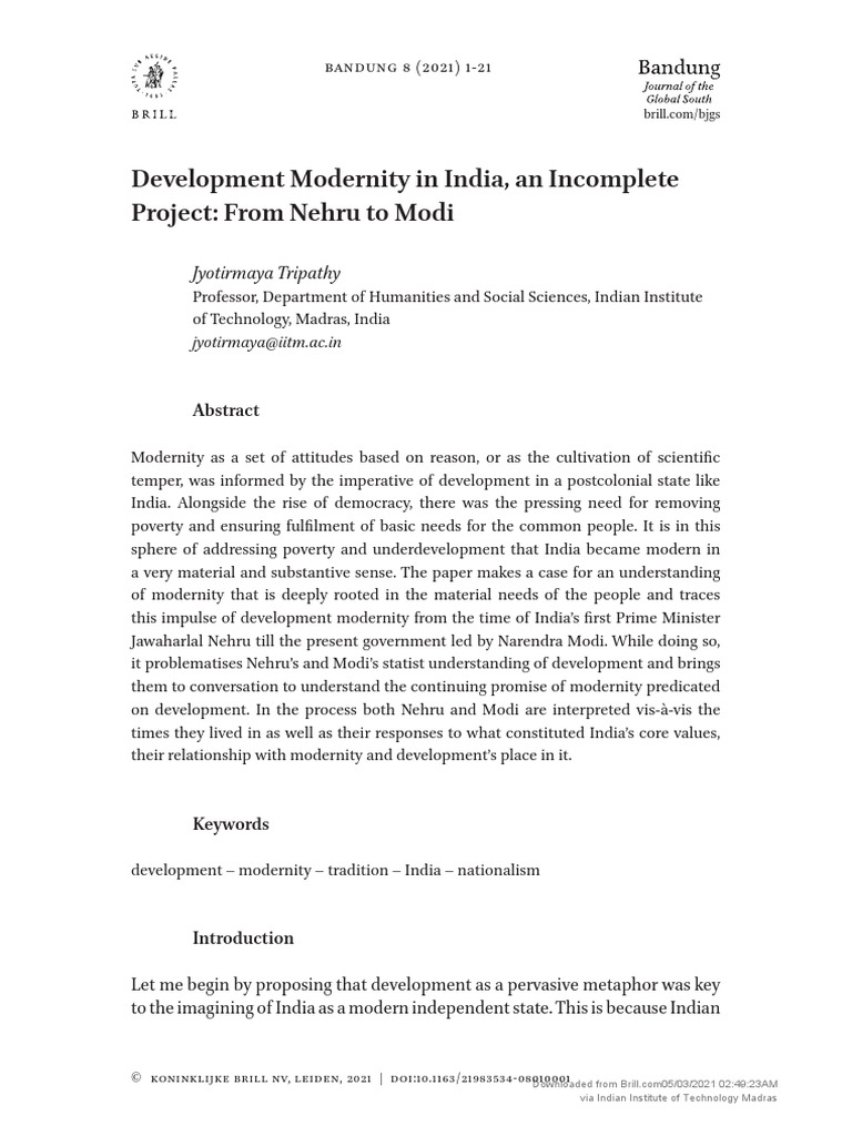 Development Modernity in India, An Incomplete Project From Nehru To ...