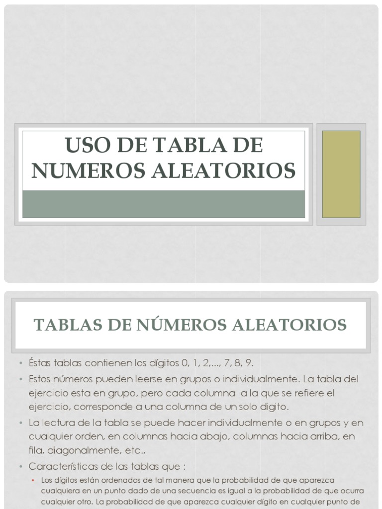 Ze14 Uso de Tabla de Numeros Aleatorios | PDF | Probabilidad | Matemáticas
