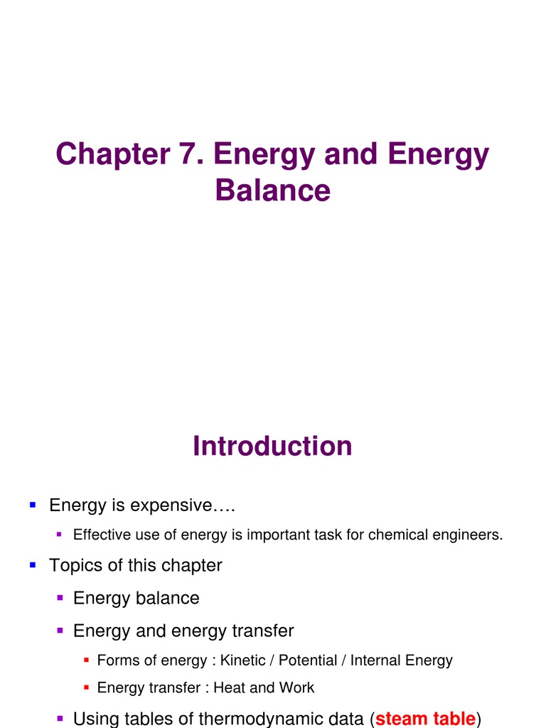 Chapter 7. Energy and Energy Balance | PDF | Gases | Enthalpy