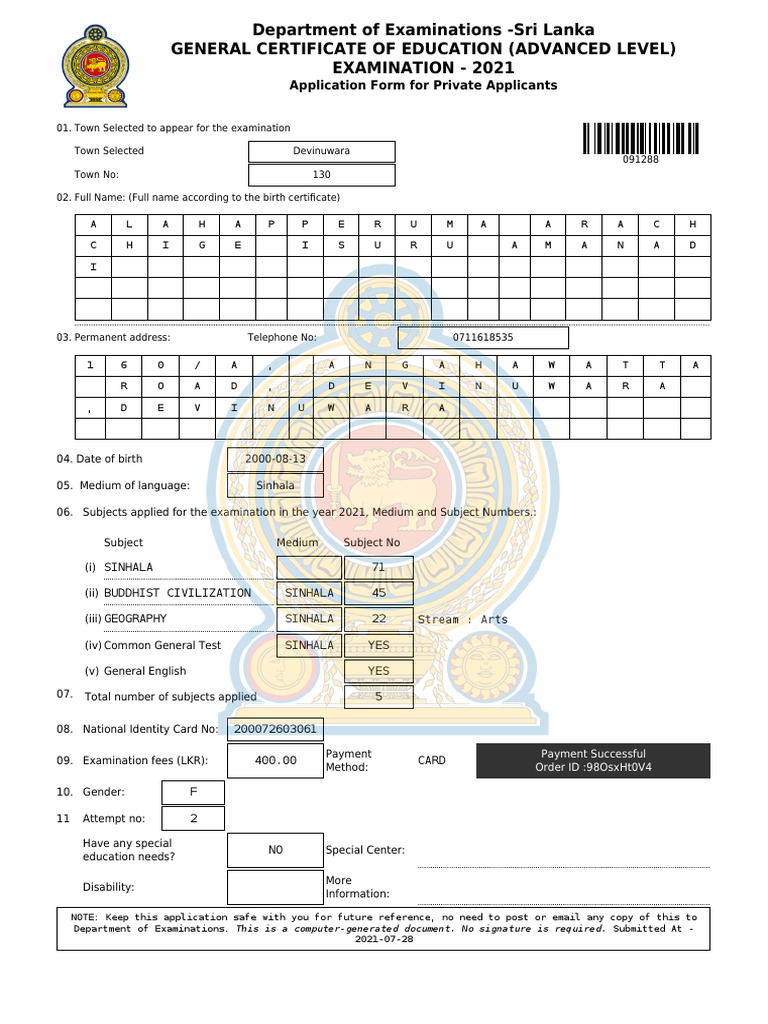 Application Form For Private Applicants | PDF | Test (Assessment ...