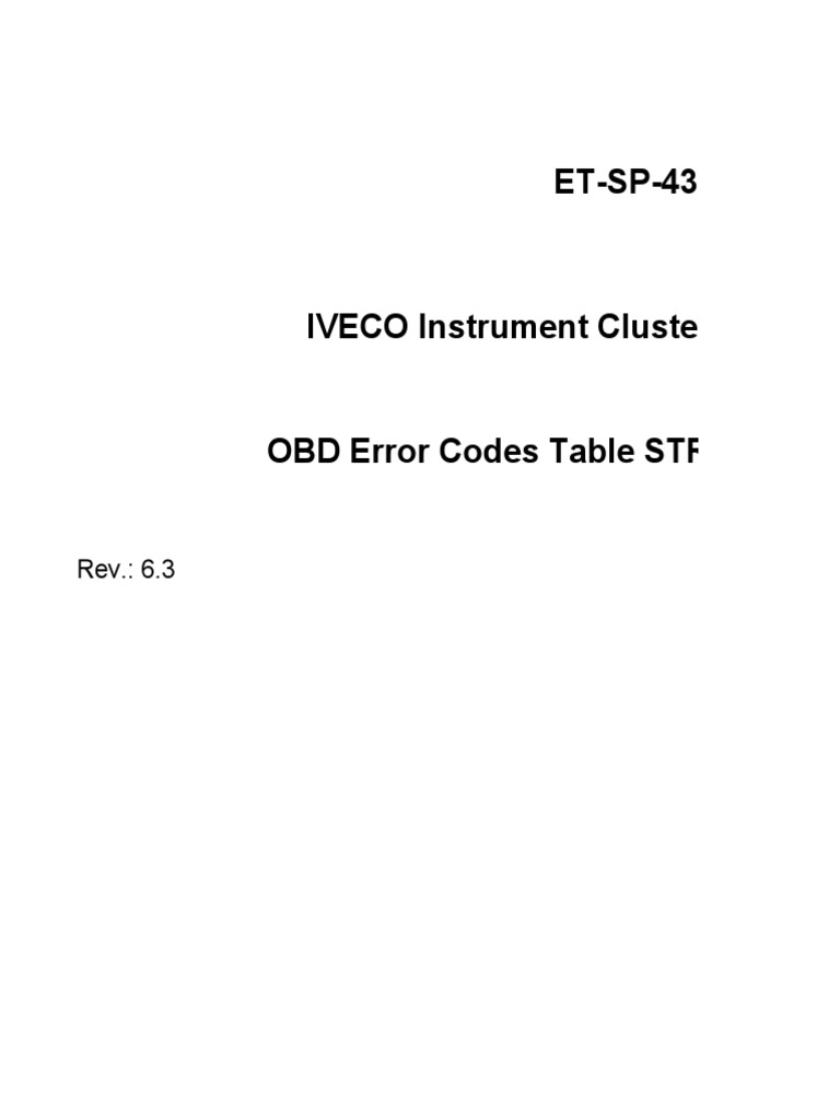 Iveco Truck OBD Error Codes Table | PDF | Mechanical Engineering ...