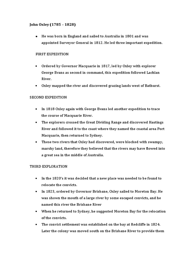 John Oxley (1785 - 1828) | PDF | Australia | States And Territories Of ...