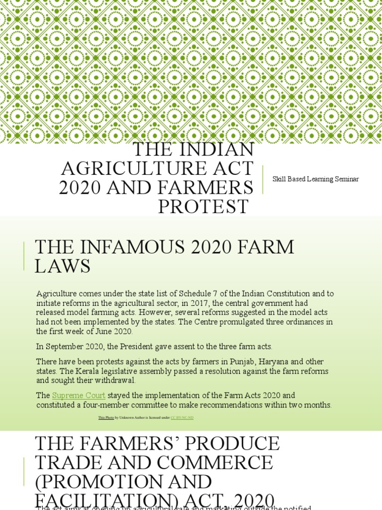 The Indian Agriculture Act 2020 and Farmers Protest | PDF | Government ...