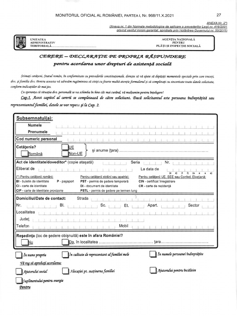 Cerere Declaratie | PDF