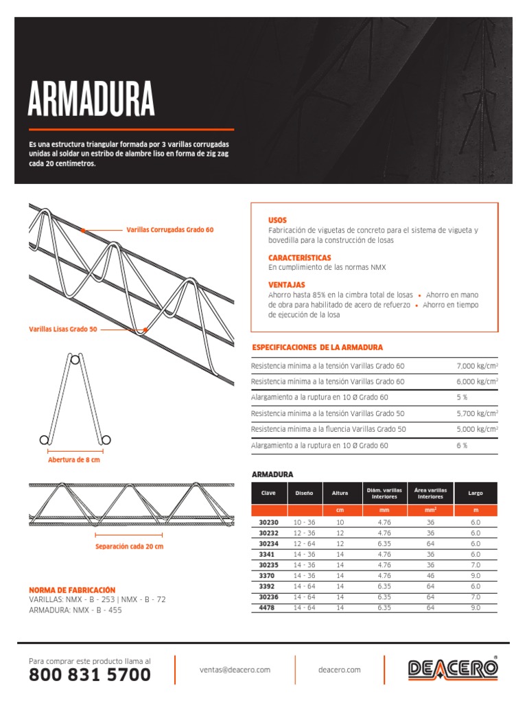 Armadura Deacero Ficha Tecnica | PDF | Materiales | Sectores Economicos