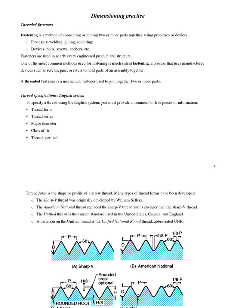 Dimensioning Practice: Threaded Fasteners | Download Free PDF | Screw ...