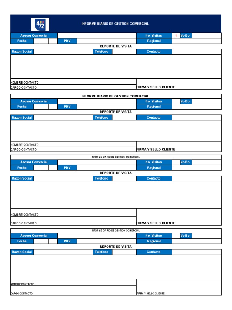 Formato de Visita Comercial (Plantilla) | PDF