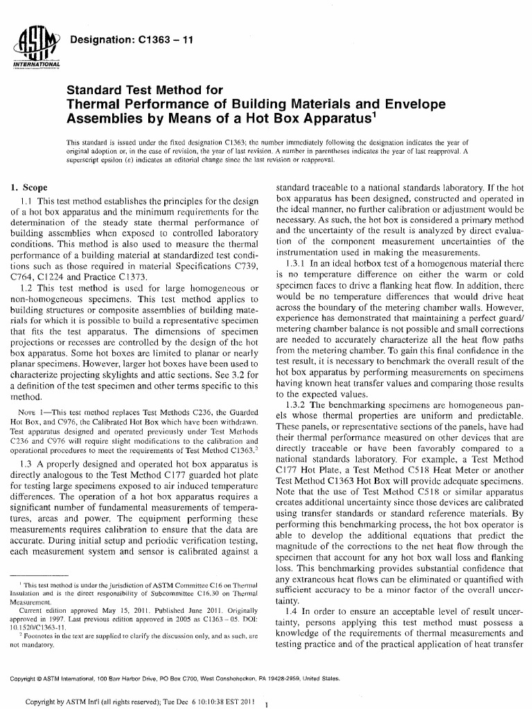 ASTM C 1363-11 Thermal | PDF