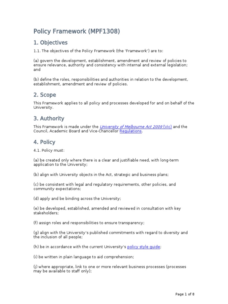 University Policy Framework Guide | PDF | Policy | Regulatory Compliance