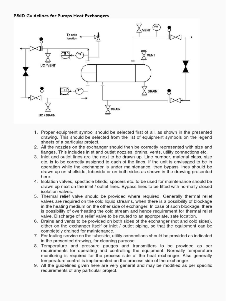 P&ID Guidelines For Pumps Heat Exchangers | PDF