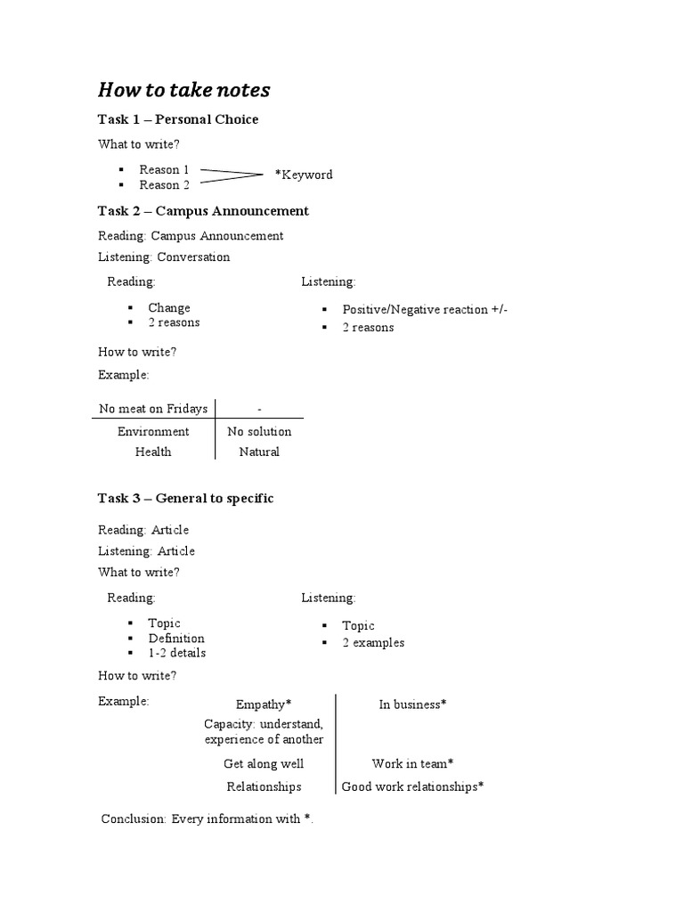 How To Take Notes On TOEFL Speaking | PDF | Language Arts & Discipline